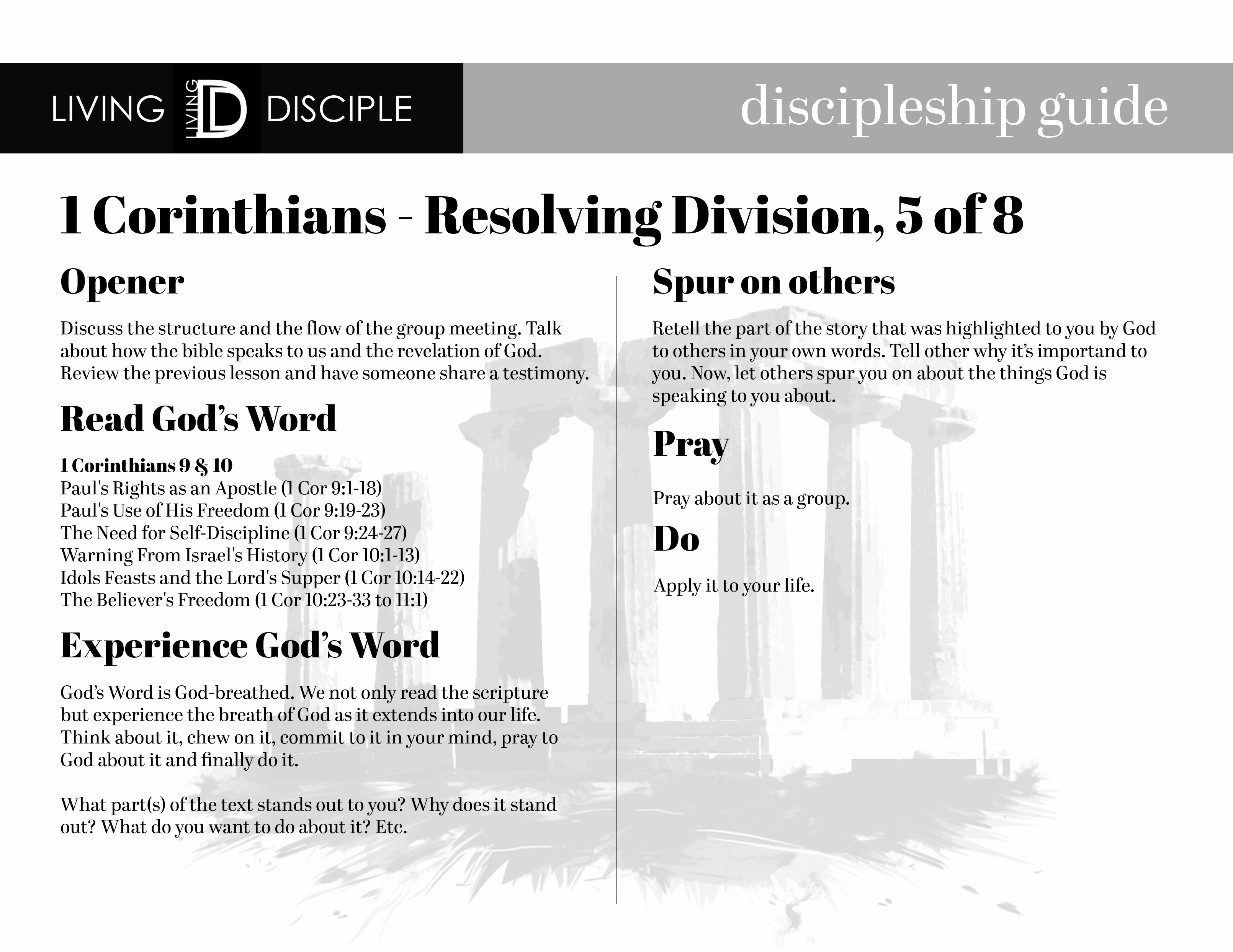 Discipleship Guide 1 Corinthians-5 – Living Disciple
